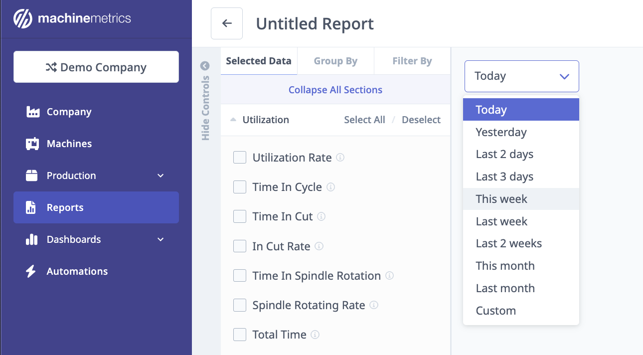 Report Builder Reports Machinemetrics