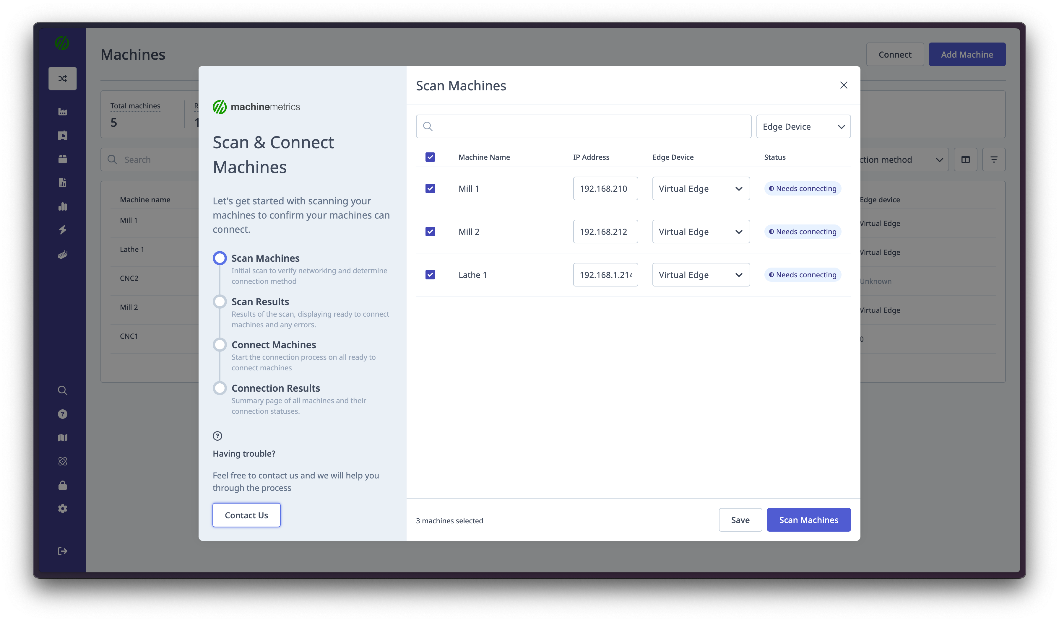 Managing Machines in MachineMetrics – MachineMetrics
