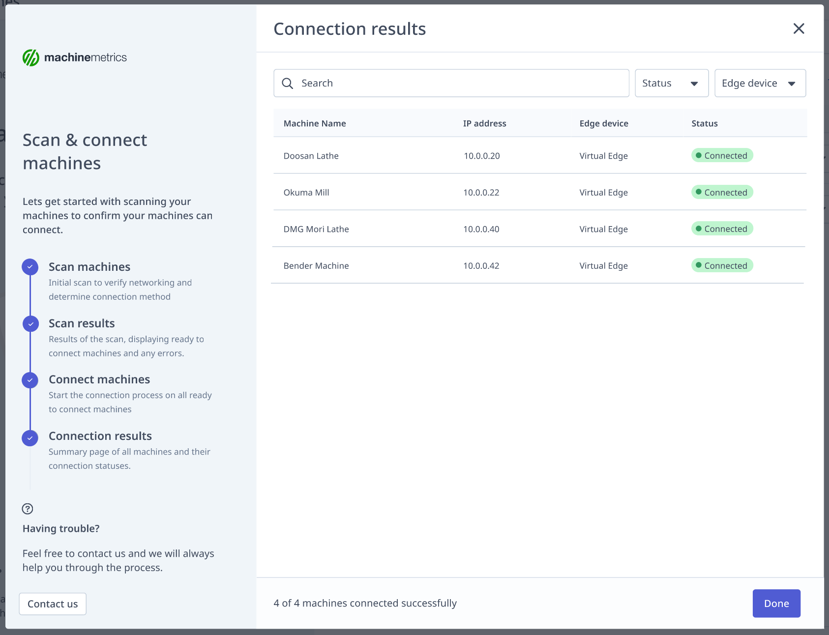 Managing Machines in MachineMetrics – MachineMetrics