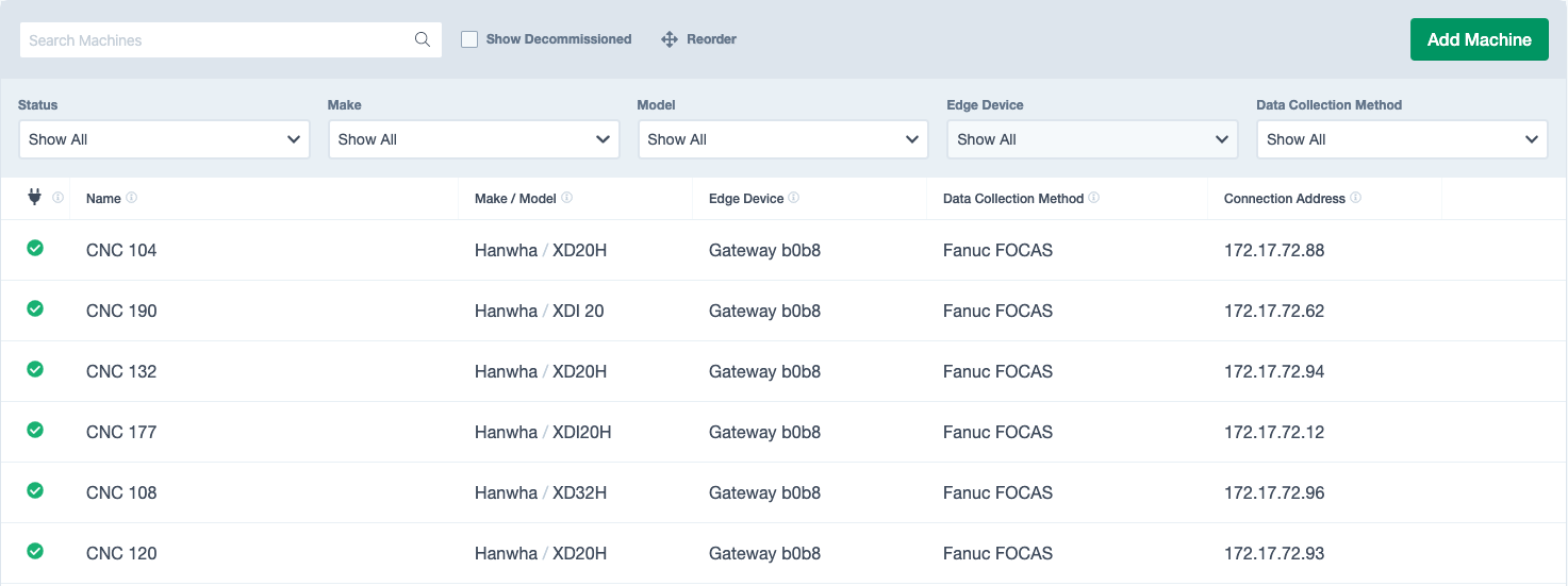 Machine Settings – MachineMetrics